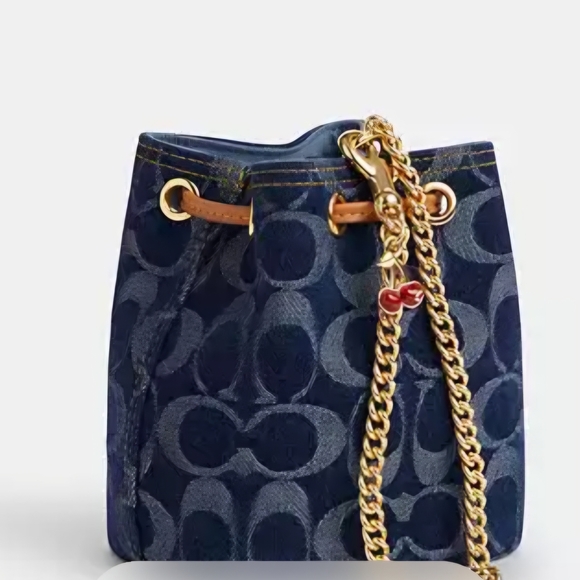 Coach | Bags | Coach Drawstring Wristlet In Signature Denim Nwt | Poshmark